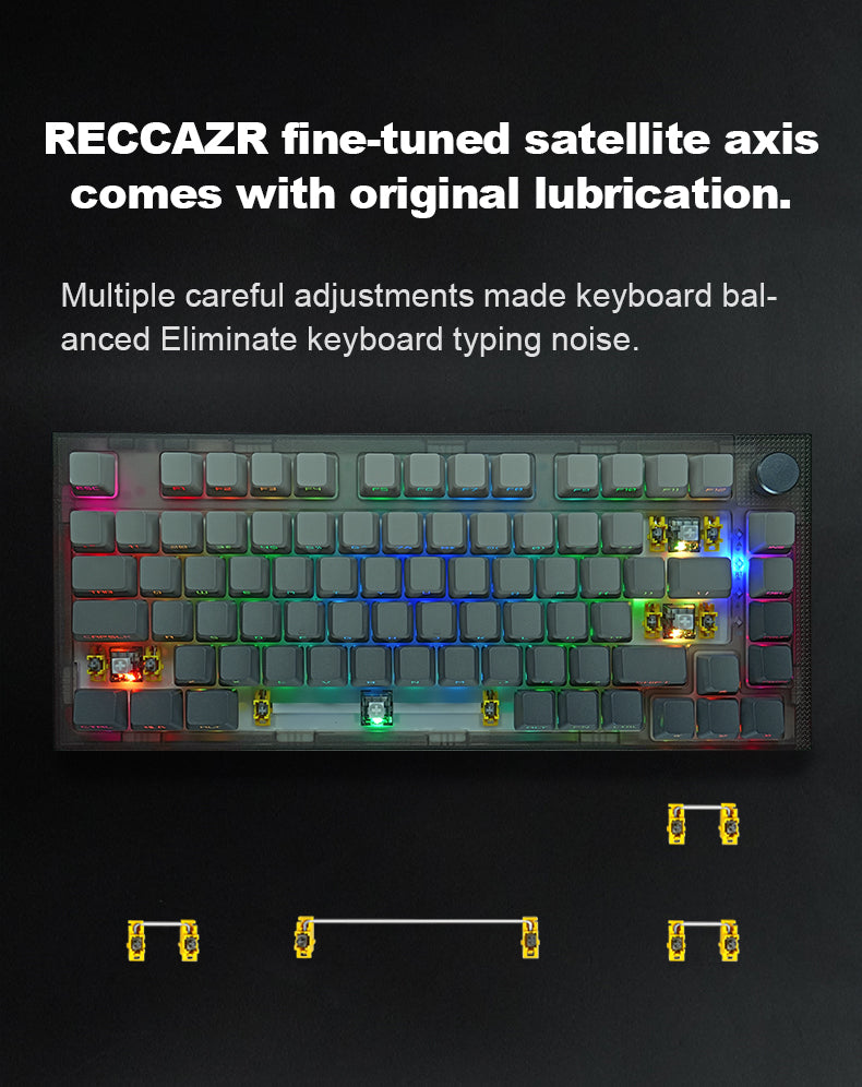 RECCAZR KW75-PRO Wireless Mechanical Keyboard, RGB, Hot-swappable, Tri